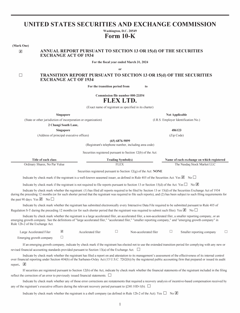 Flex Ltd. 2024 Annual Report & Proxy Statement